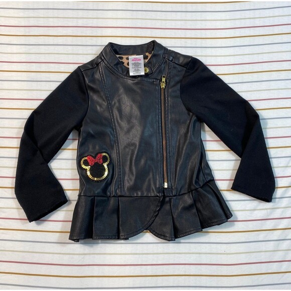 Disney | Jackets & Coats | Disney Junior Minnie Mouse Faux Leather ...